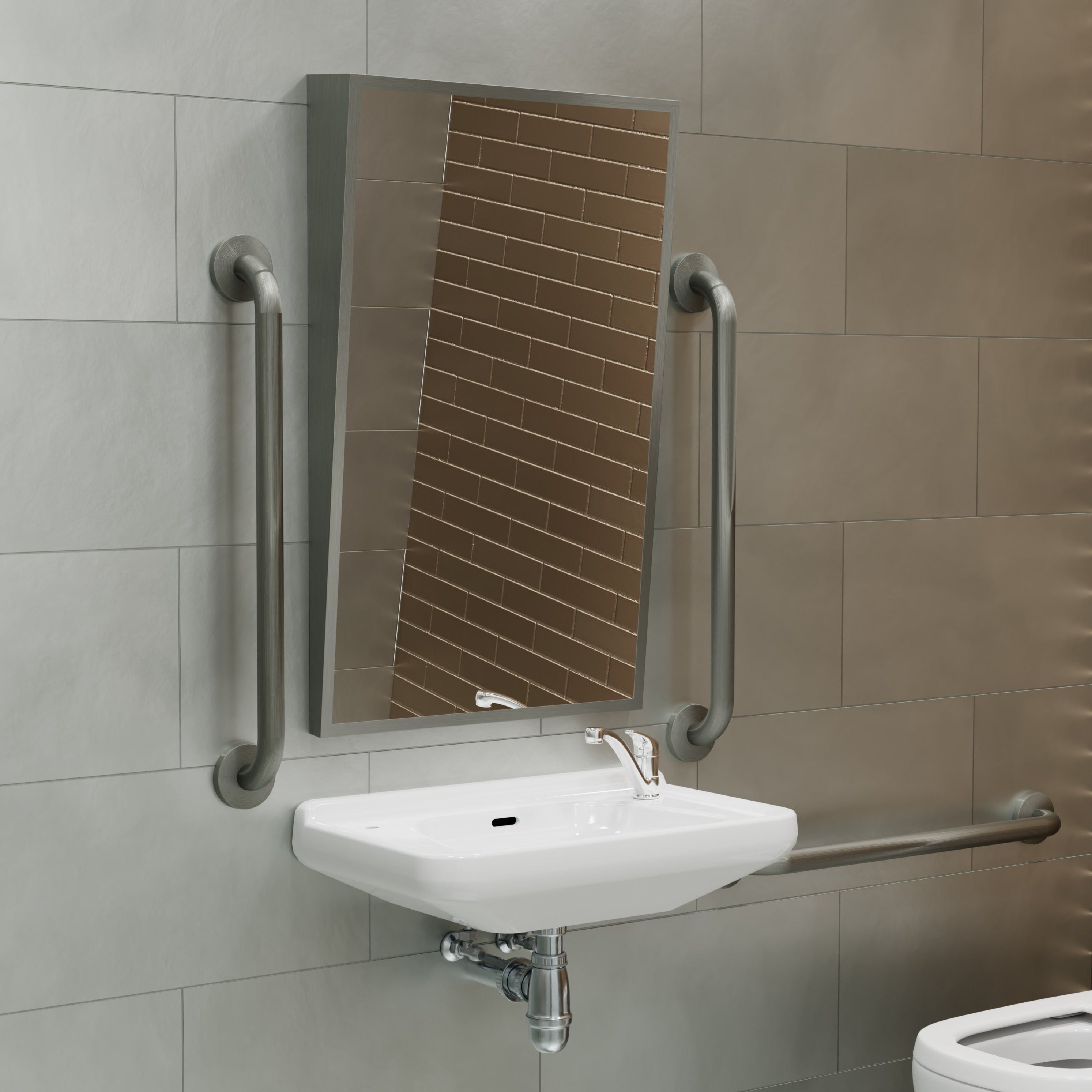Origins Living Docklands Inclusive Angled Mirror 50x80cm - Brushed Sta ...