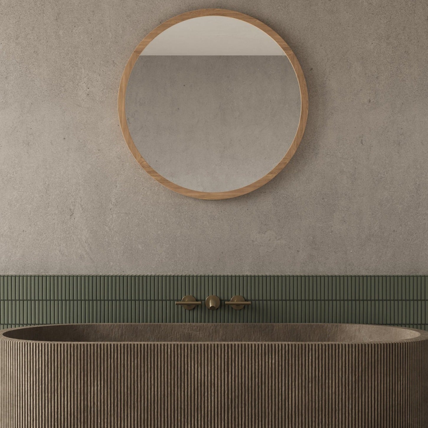 Origins Living Kenji Mirror Round 80cm - Bamboo – BathLab