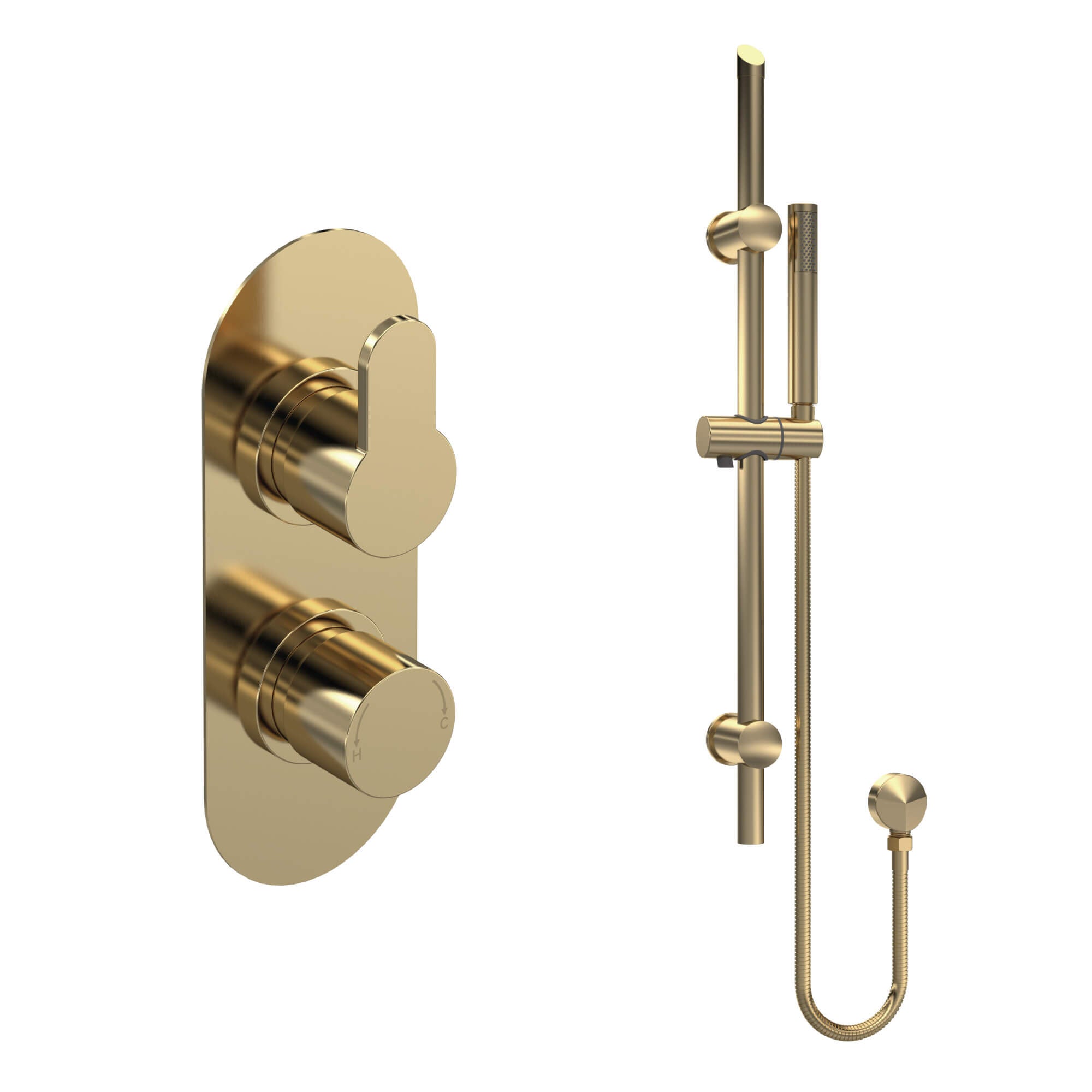 Lana Brushed Brass Concealed Shower Package With Rail Kit – BathLab