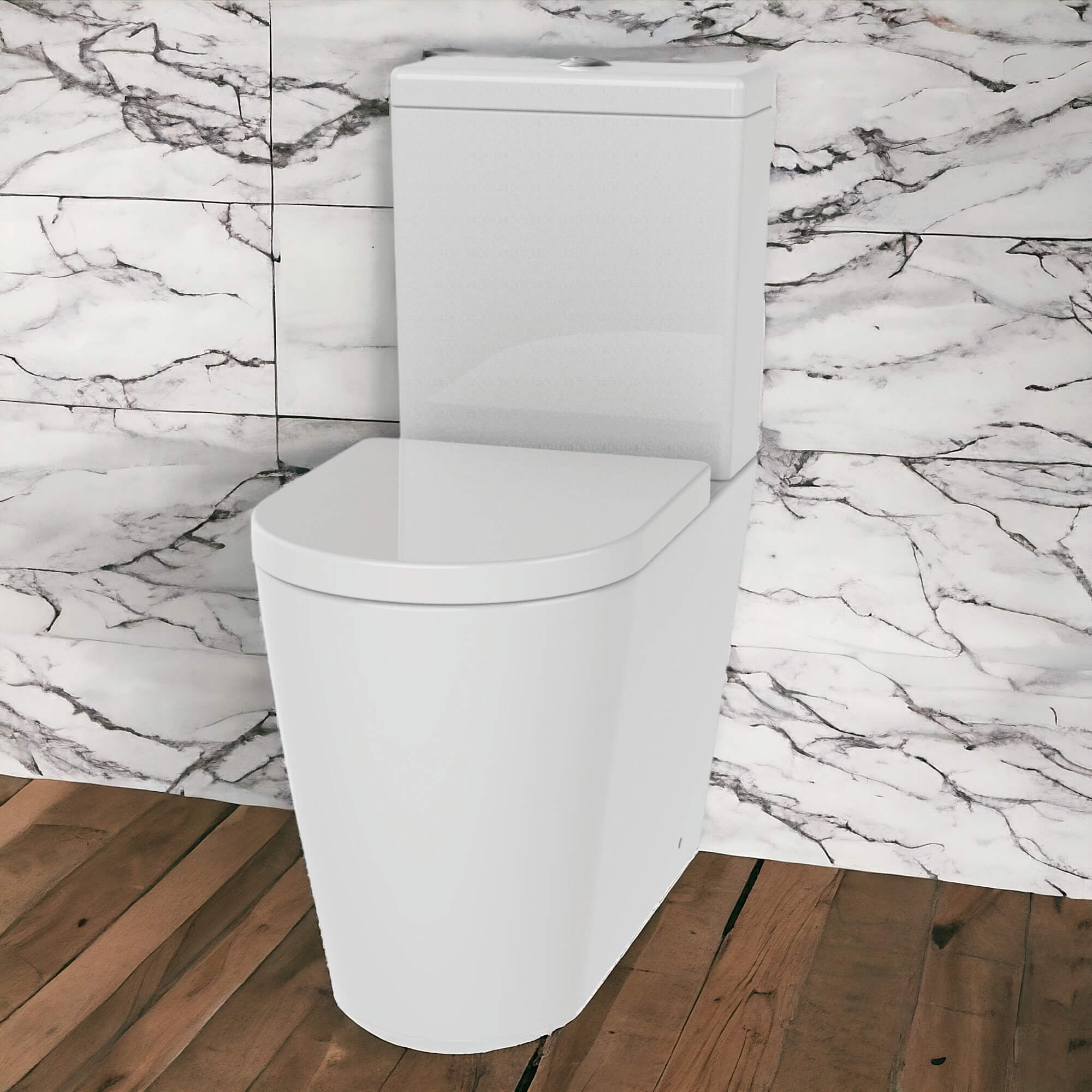 Lux Round Comfort Height Rimless Back To Wall Close Coupled Toilet & S ...