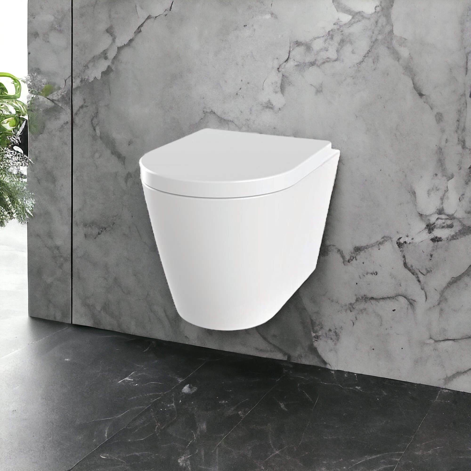 Lux Round Rimless Wall Hung Toilet & Soft Close Seat - Chrome Fittings ...
