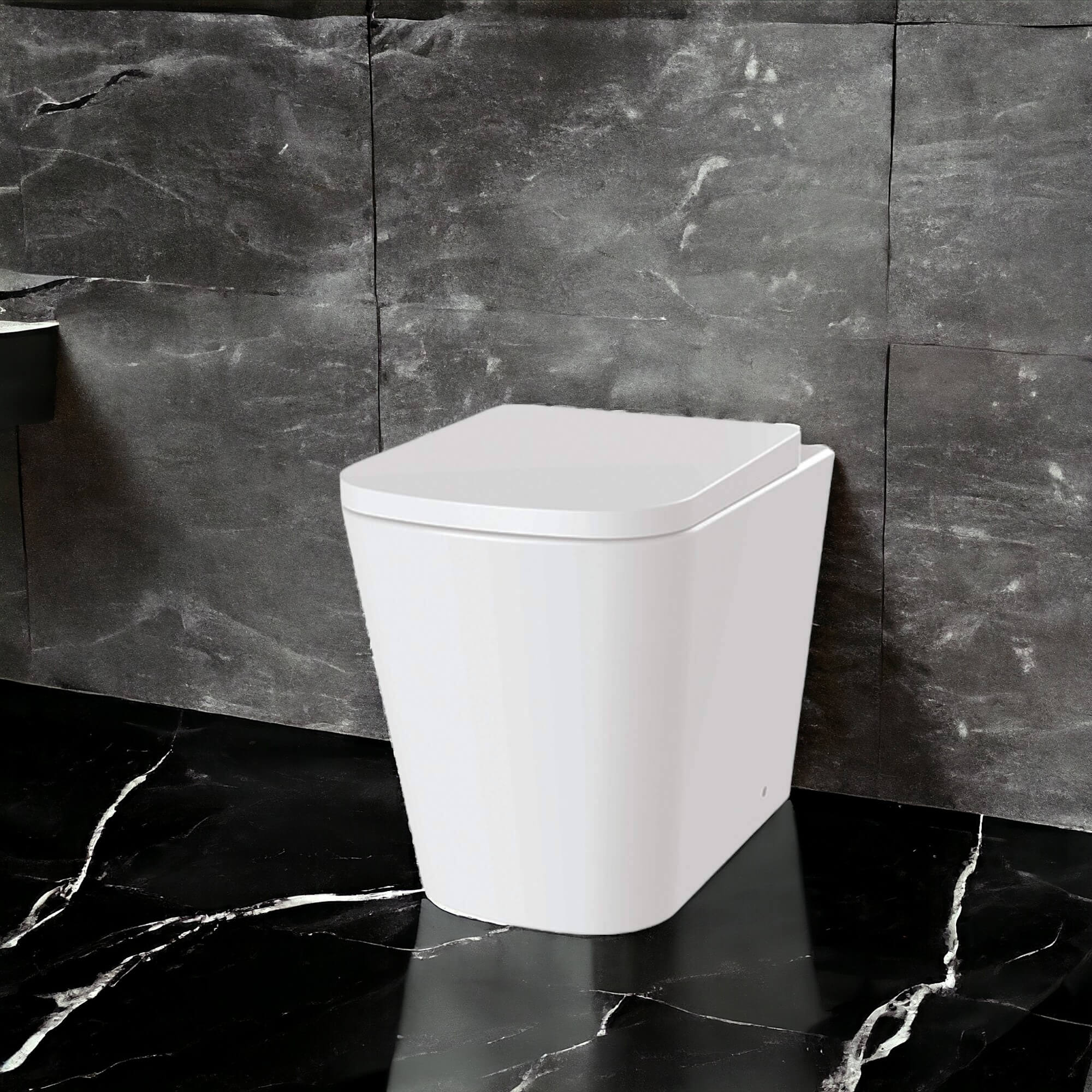 Lux Square Rimless Back To Wall Toilet & Soft Close Seat - Chrome Fitt ...