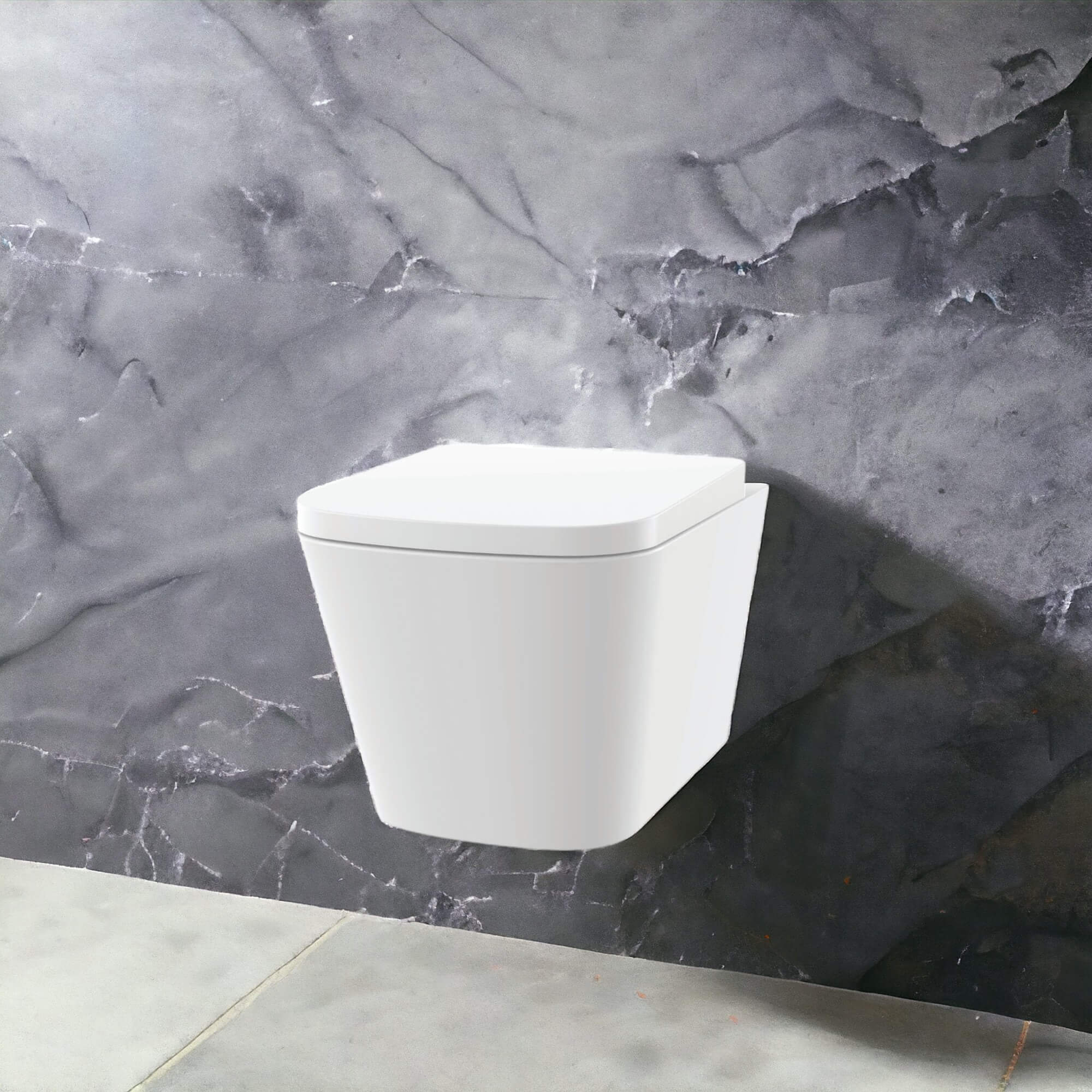 Lux Square Rimless Wall Hung Toilet & Soft Close Seat - Chrome Fitting ...