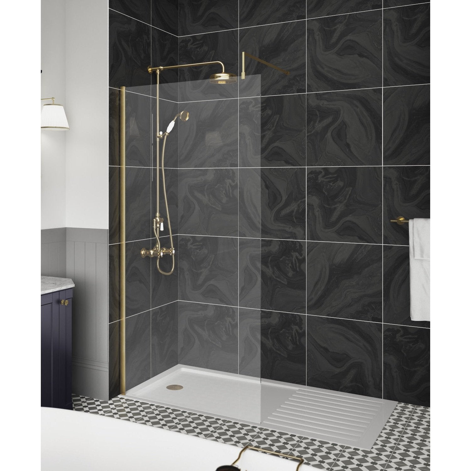 Vista Brushed Brass 8mm Wetroom Shower Screen – BathLab