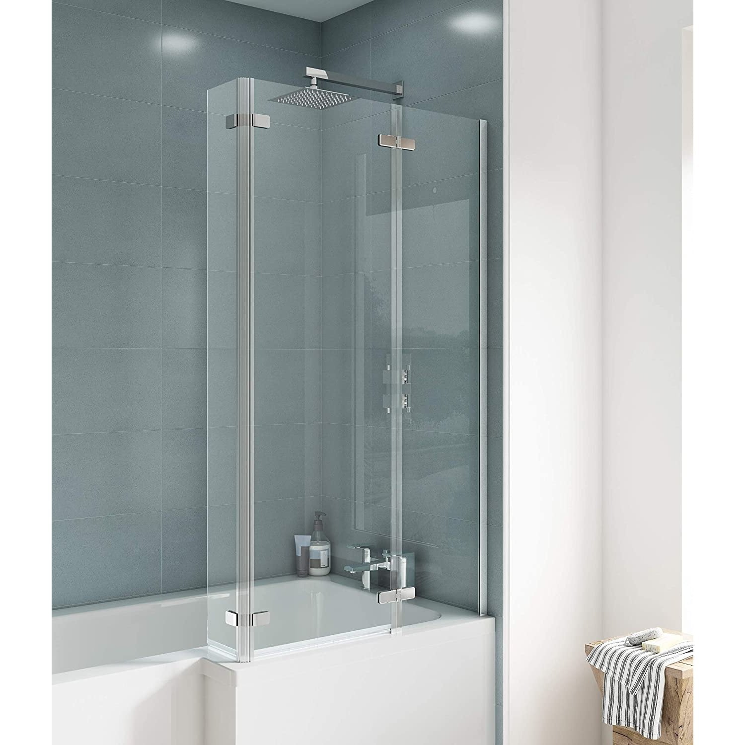 Cape Double Hinged 5mm L Shape Shower Bath Screen 810mm – BathLab.co.uk