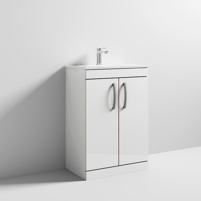 Cape 600mm Floor Standing 2 Door Vanity Unit & Minimalist Basin - Glos ...