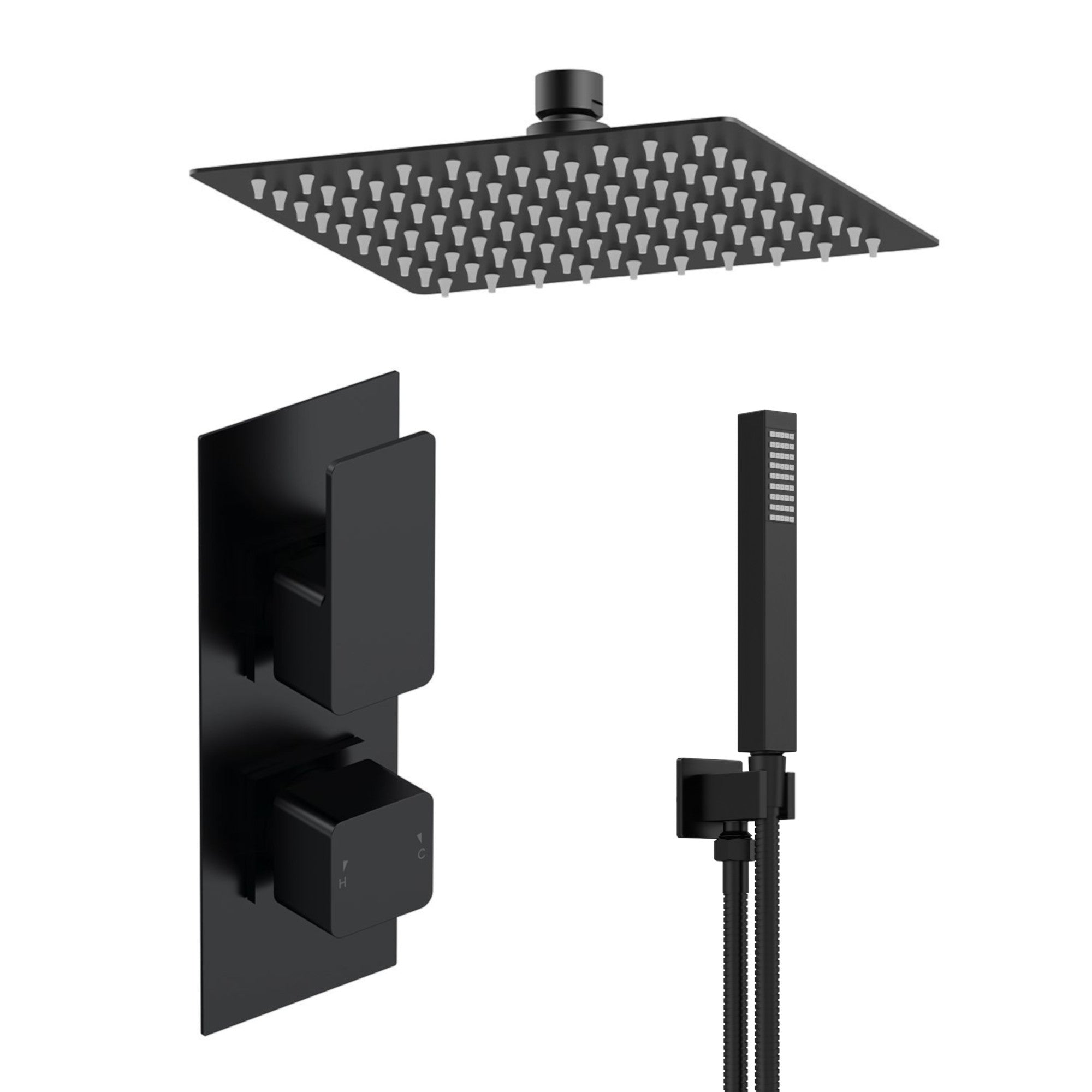 Cape Black Concealed Shower Package With Fixed Head & Handset – BathLab