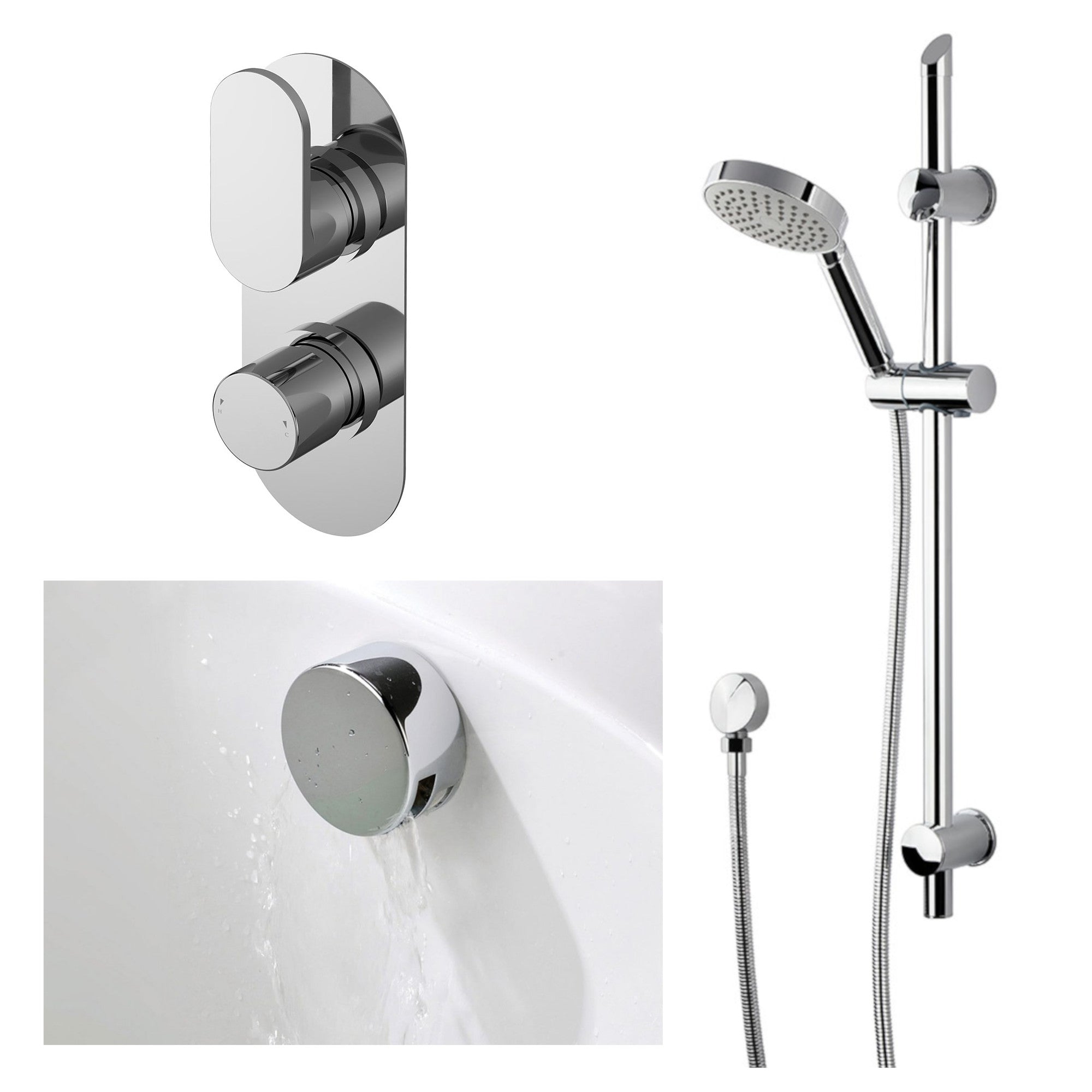 Capri Concealed Thermostatic Bath Shower Set - Chrome – BathLab