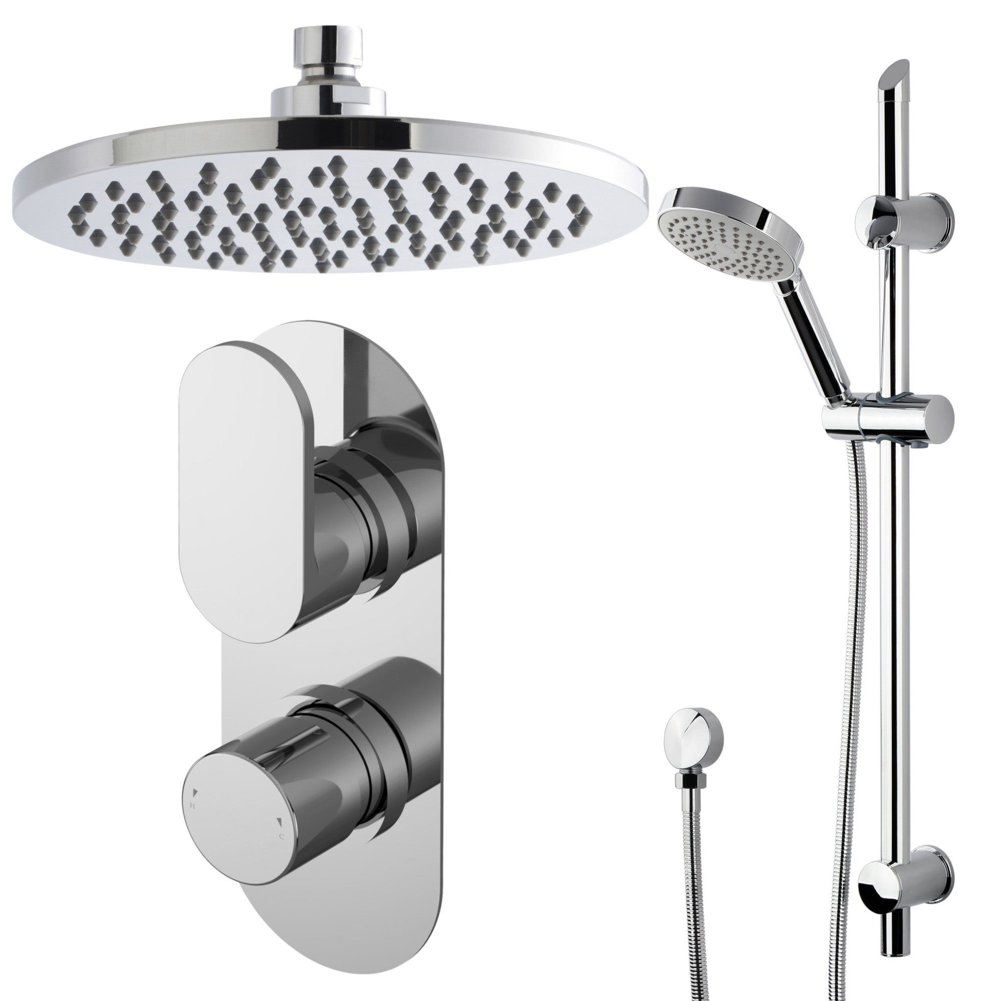 Capri Concealed Shower Package With Fixed Head & Rail Kit - Chrome ...