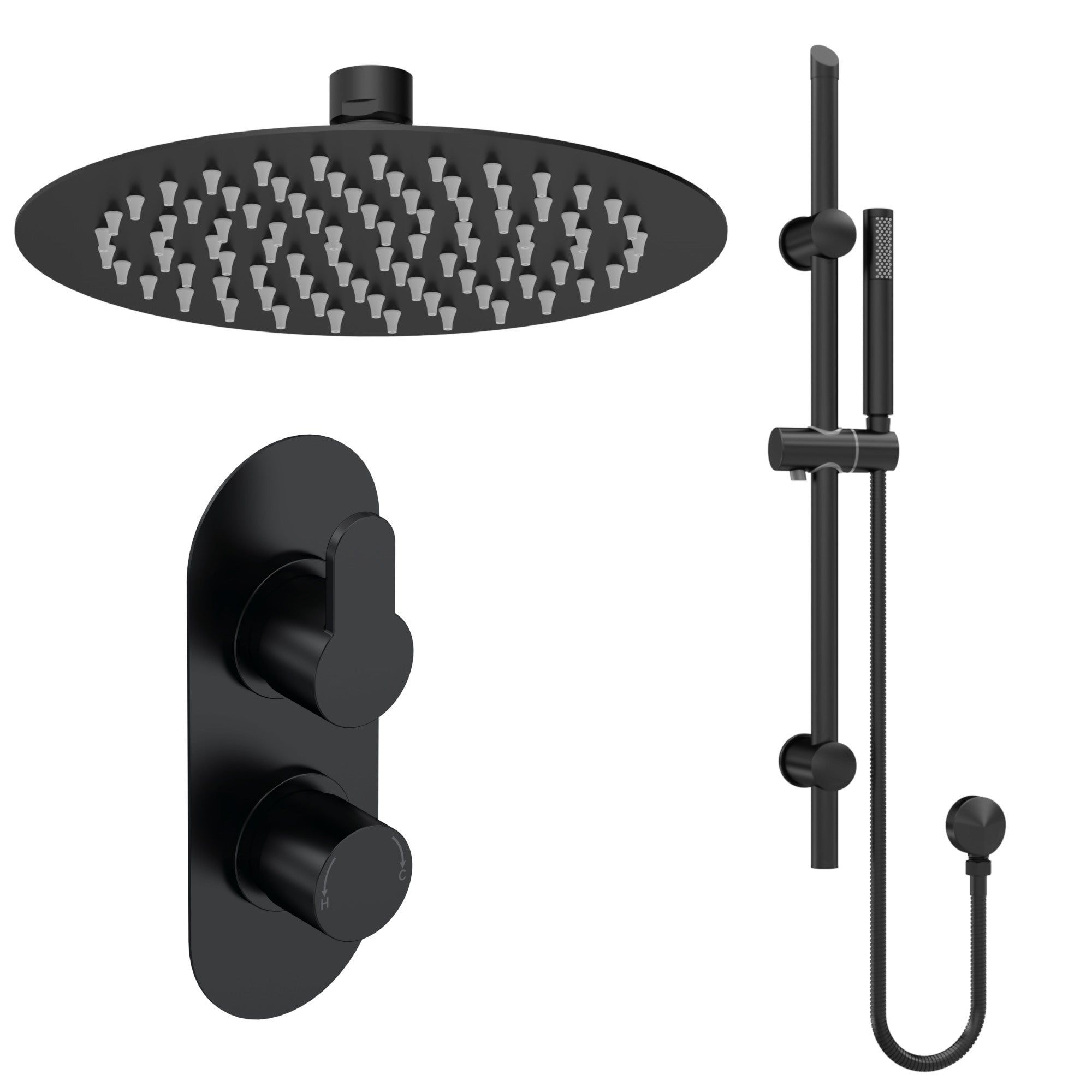 Lana Black Concealed Shower Package With Fixed Head & Rail Kit – BathLab