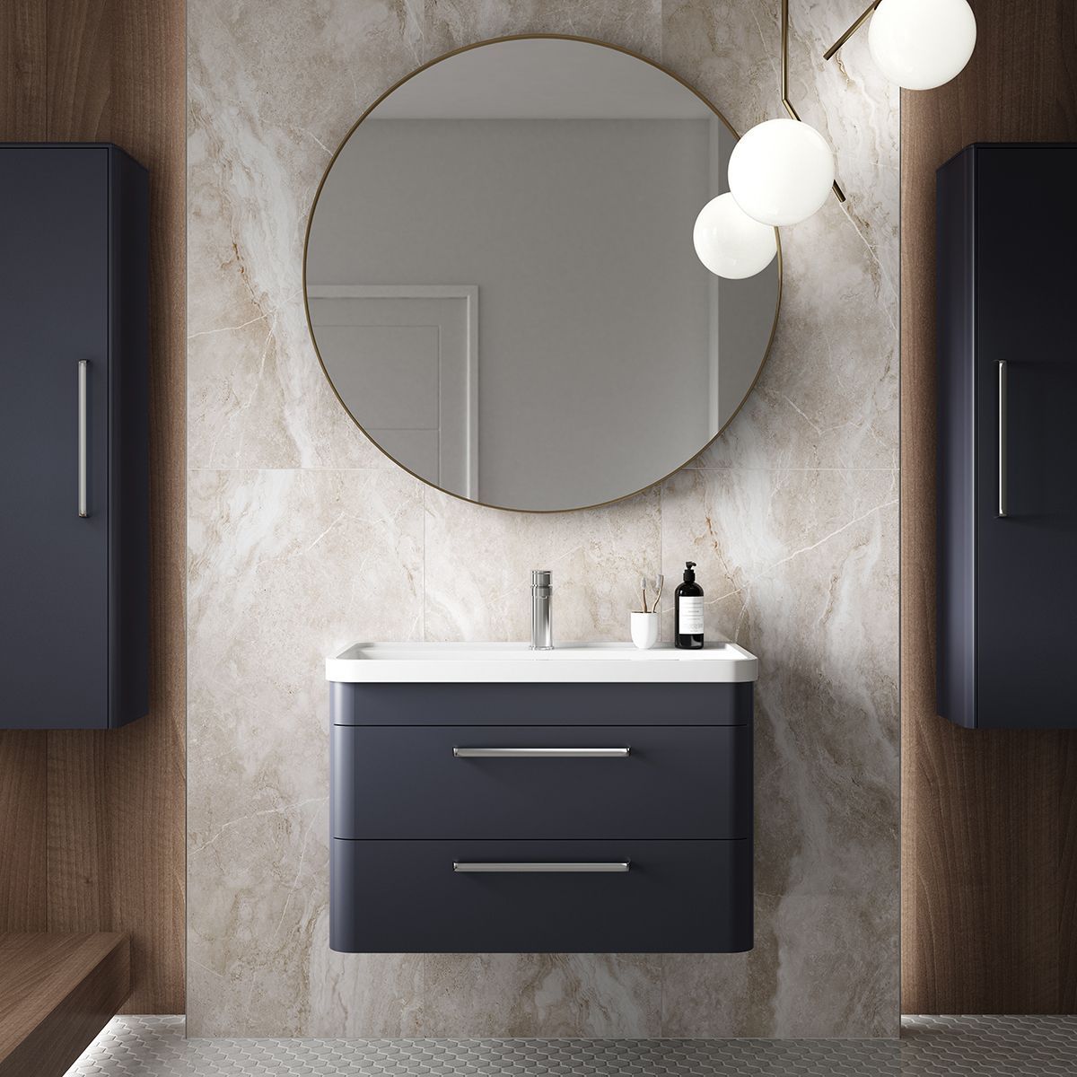 Hudson Reed Solar Wall Hung 800mm Vanity Unit With 2 Drawers & Basin ...