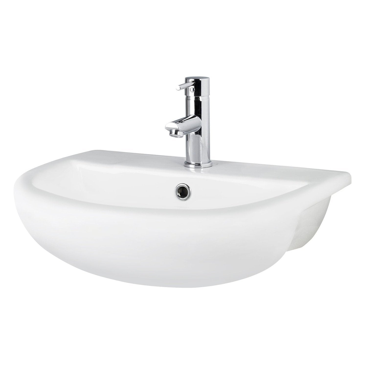 Nuie Semi Recess Basin With Overflow 520 x 415mm - White – BathLab