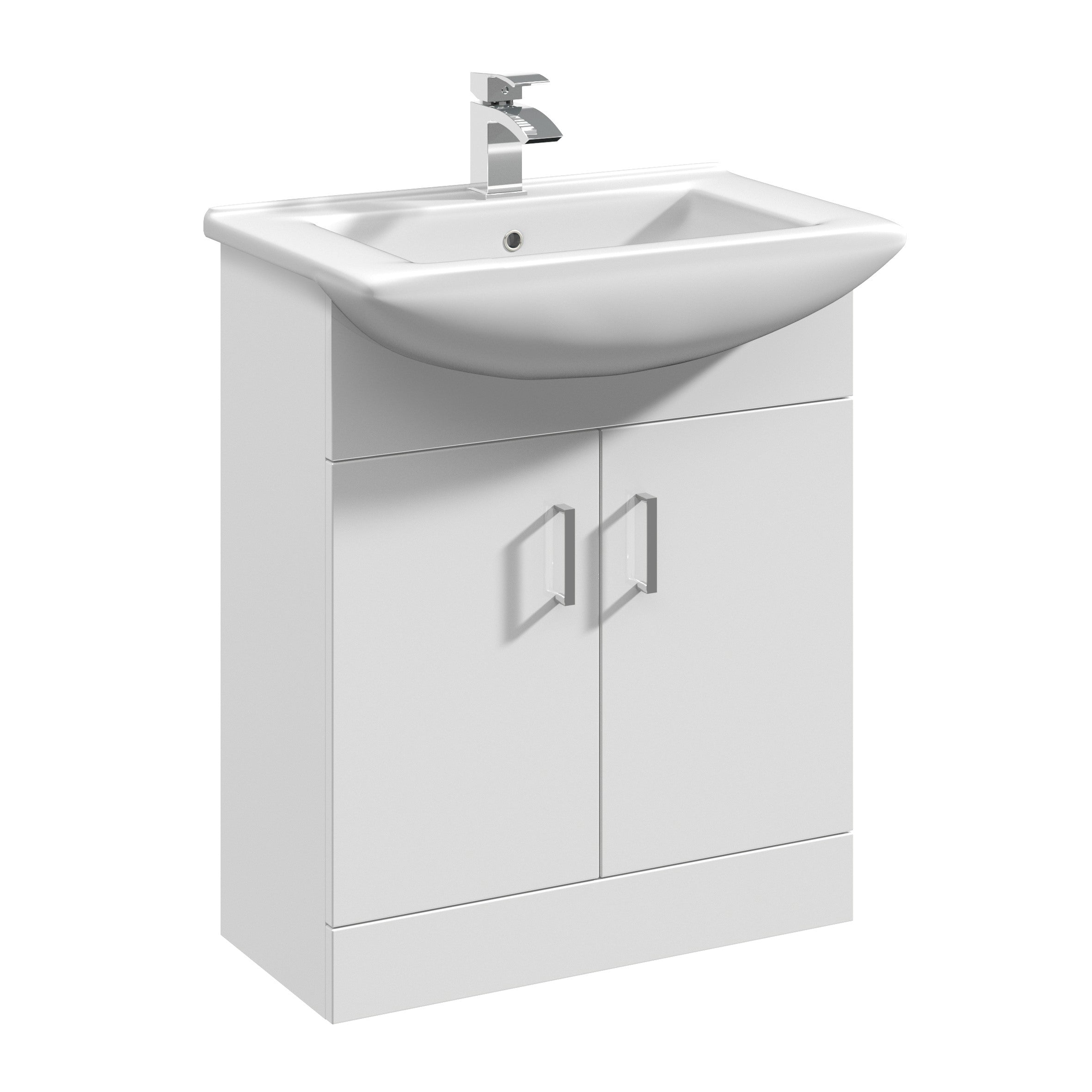 Layla 650mm Floor Standing Vanity Unit & Square Basin - Gloss White ...